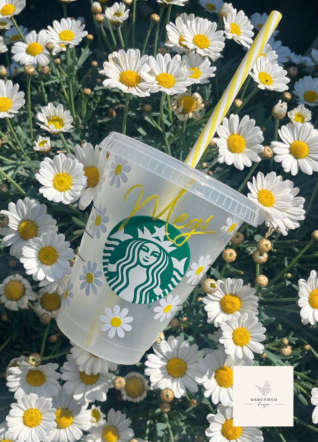 Starbucks 16oz Daisy Cold Cup Starbucks Reusable Personalised Cups ...