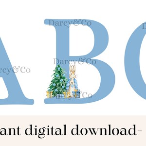 Christmas Peter Rabbit Alphabet Letters Blue Pink PNG Instant Download ...