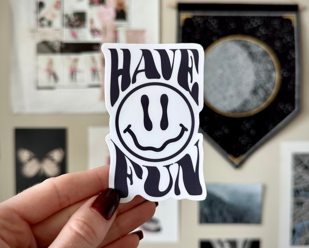 Have Fun Sticker Black and White Art Alternative Water Bottle Sticker ...
