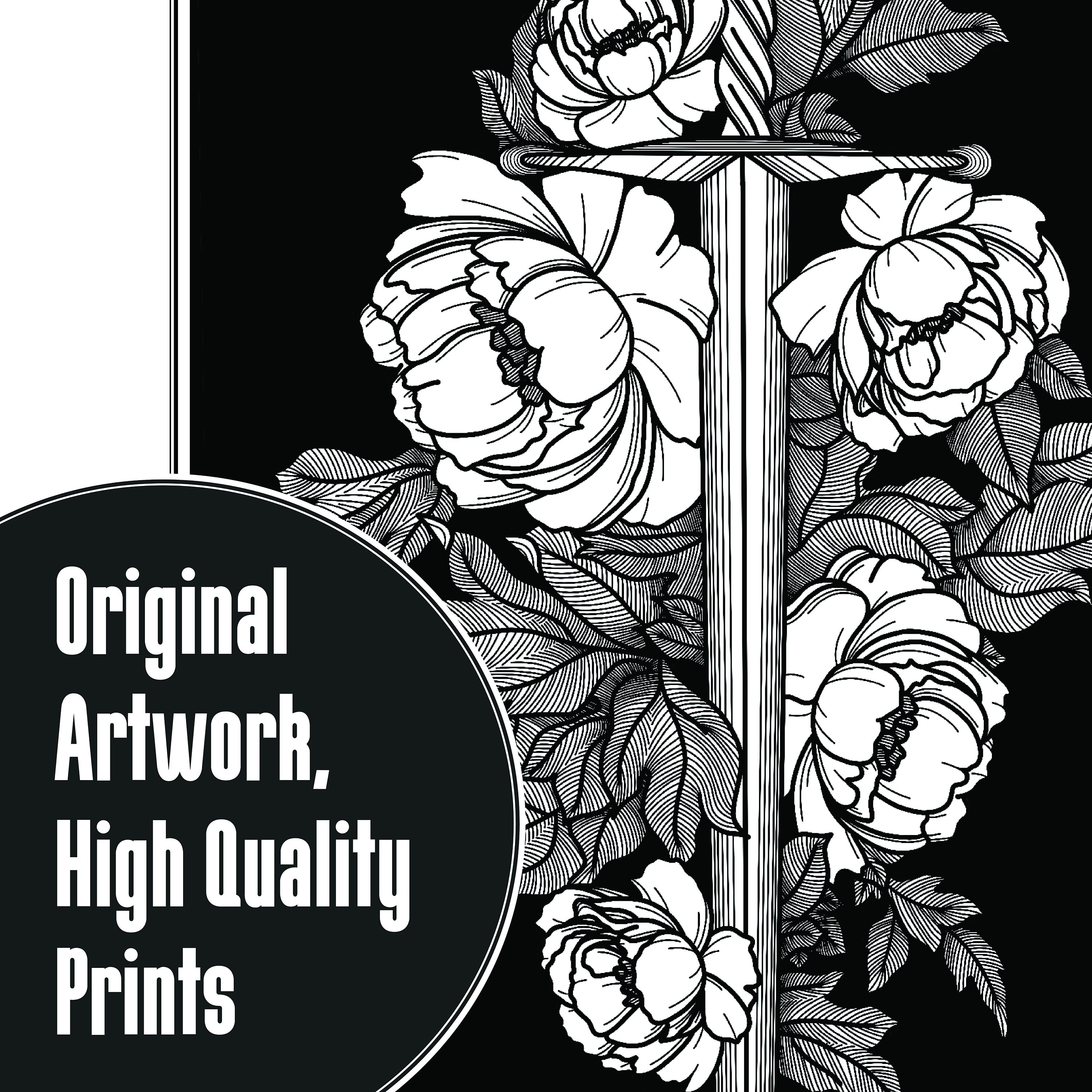 Sword and Flowers Line Art Print: Edgy Emo Decor - Etsy