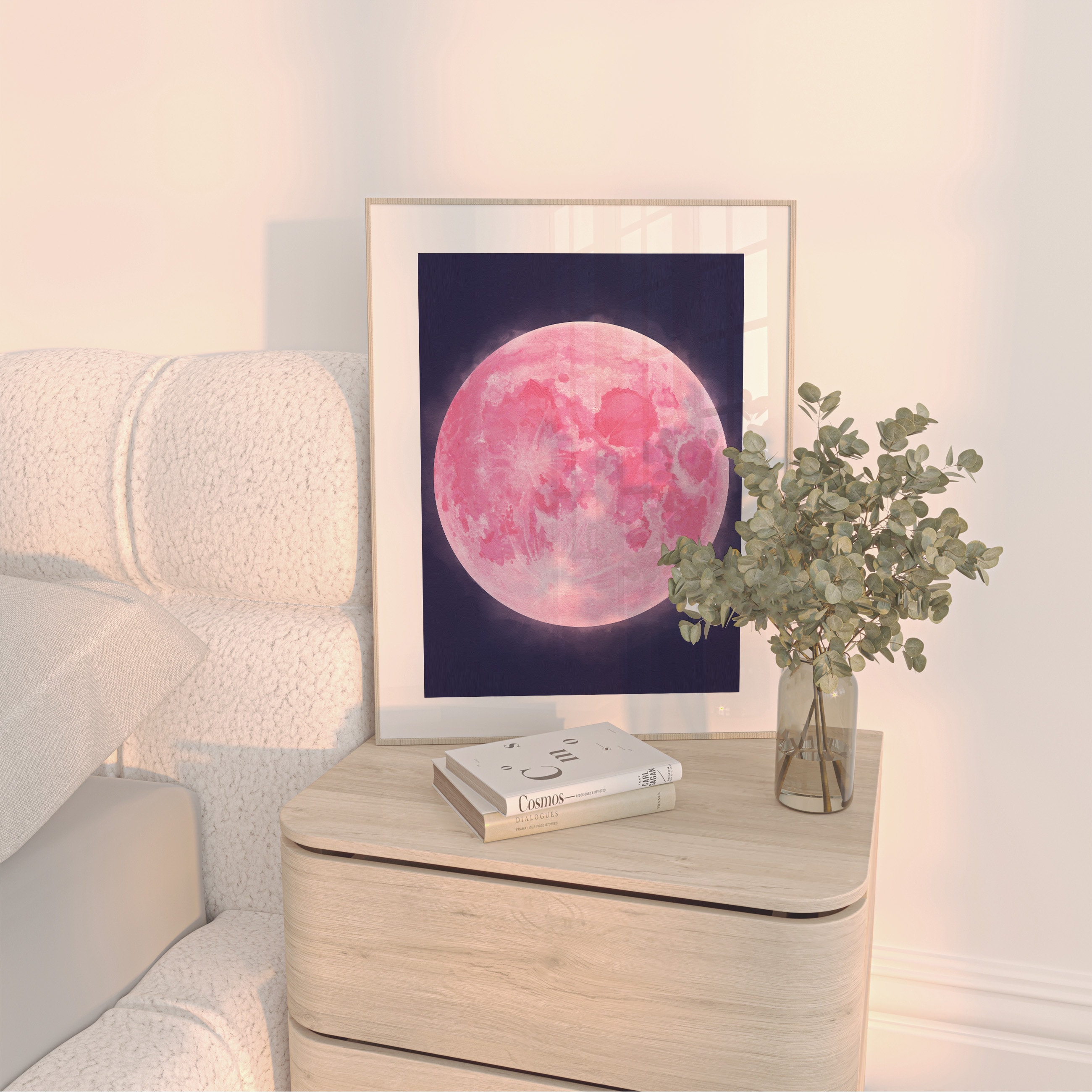 Pink Moon Painting Art Print La Luna Room Decor Spiritual and Full Moon ...