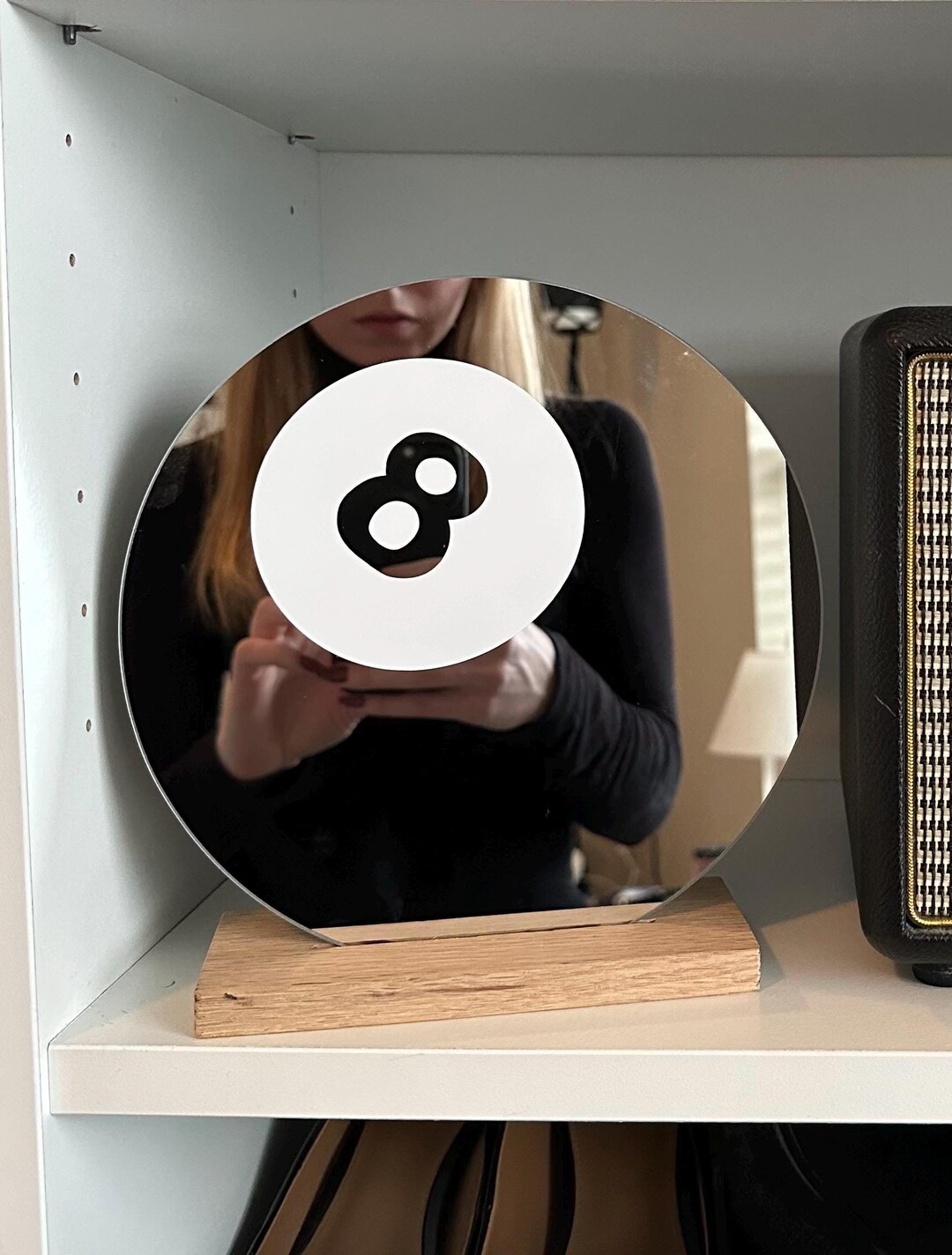 Handmade 8 Ball Mirror With Wooden Stand | Billiards Decor Gift - Etsy