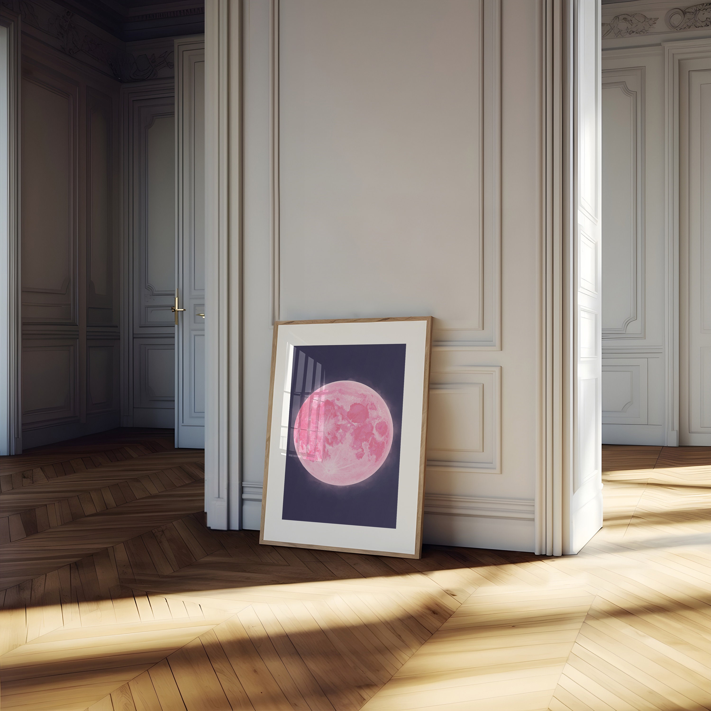 Pink Moon Painting Art Print La Luna Room Decor Spiritual - Etsy