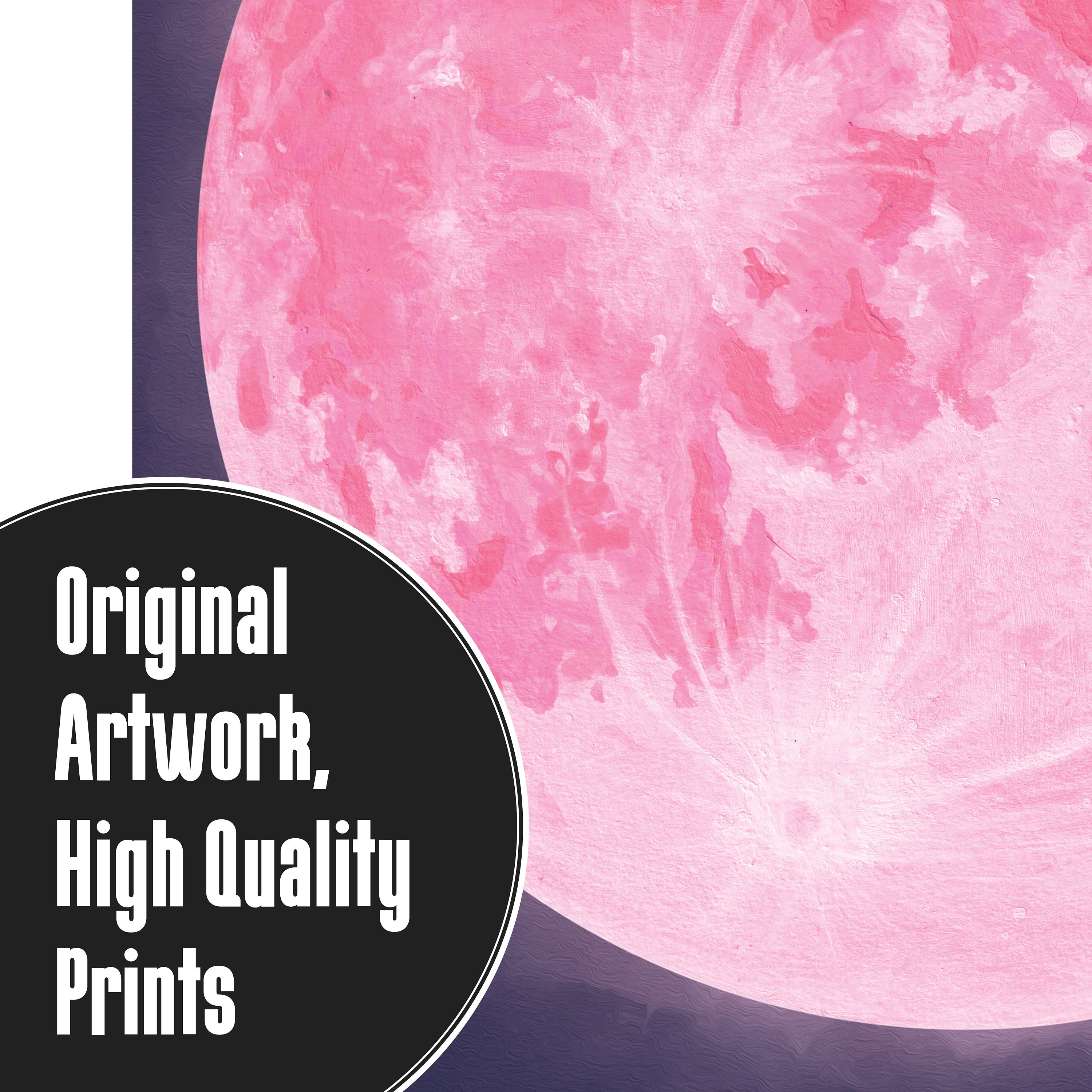 Pink Moon Painting Art Print La Luna Room Decor Spiritual and Full Moon ...