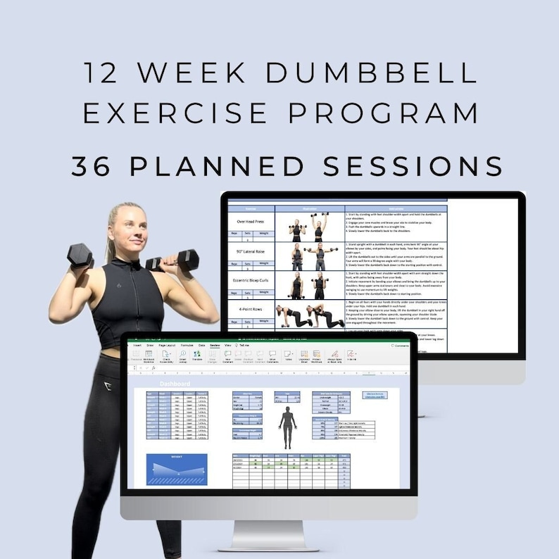12 Week Dumbbell & Bodyweight Home-based Exercise Program for Beginners ...