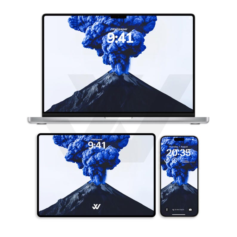 Klein Blue Volcano Eruption Wallpaper Set Volcano Eruption Wallpaper ...