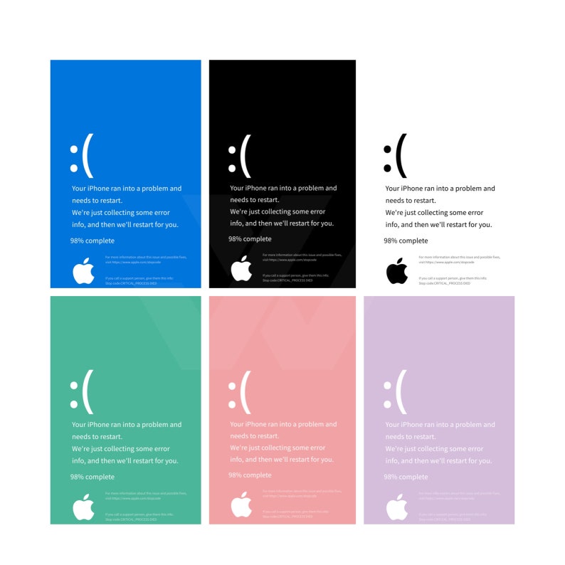 Blue Screen of Death Theme Wallpaper Bundle - 12 Files for iPhone ...