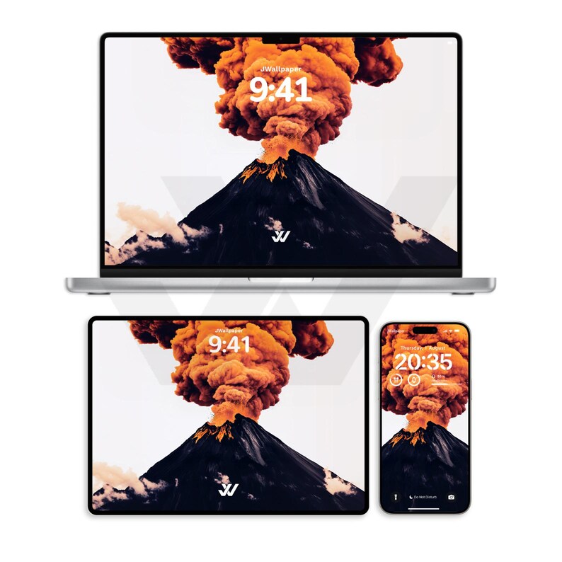 Hermes Orange Volcano Eruption Wallpaper Set Volcano Eruption Wallpaper ...