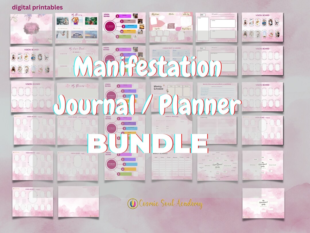Printable Manifestation Bundle Kit, Digital Manifestation Planner Set ...