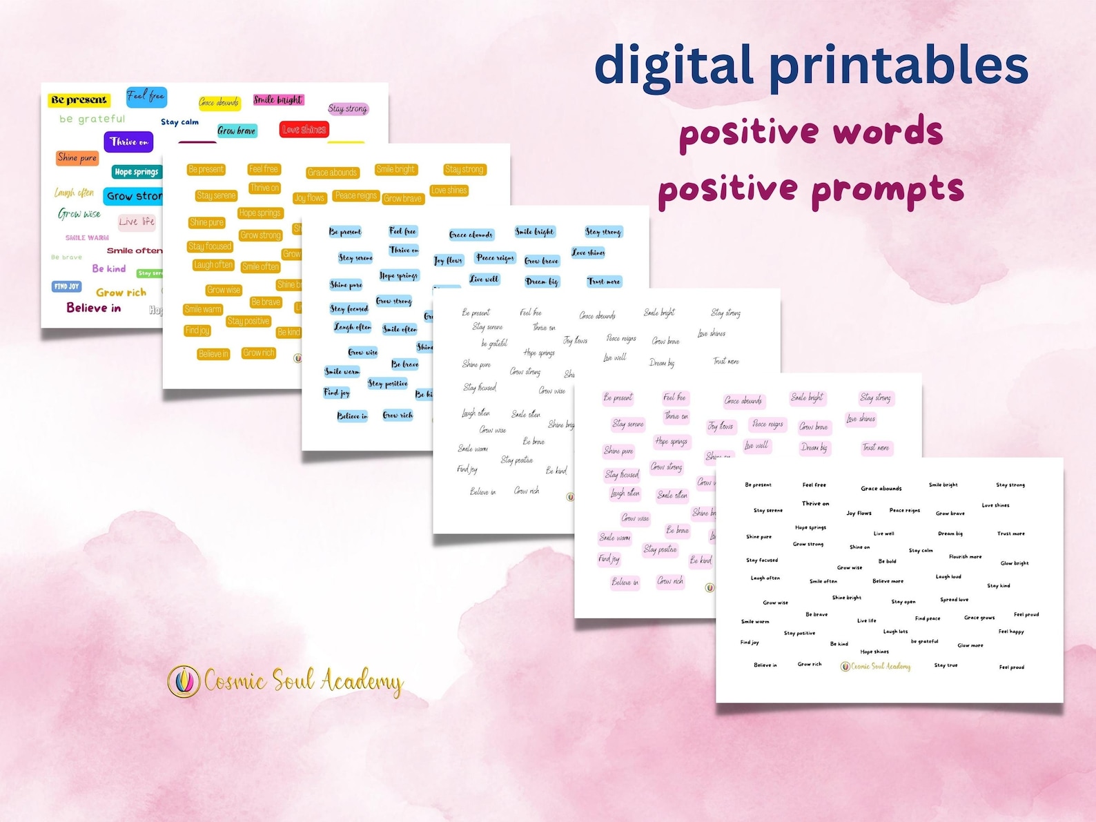 300 Printable Positive Words for Vision Boards, Journals, Manifestation ...