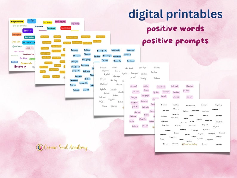 300 Printable Positive Words for Vision Boards, Journals, Manifestation ...
