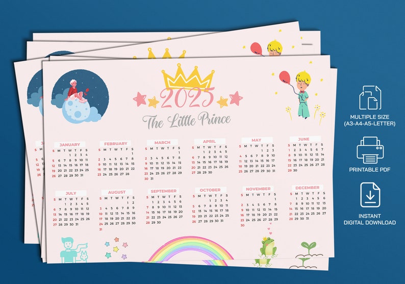 2023-2024-2025 the Little Prince Calendar, Printable Digital Calendar ...