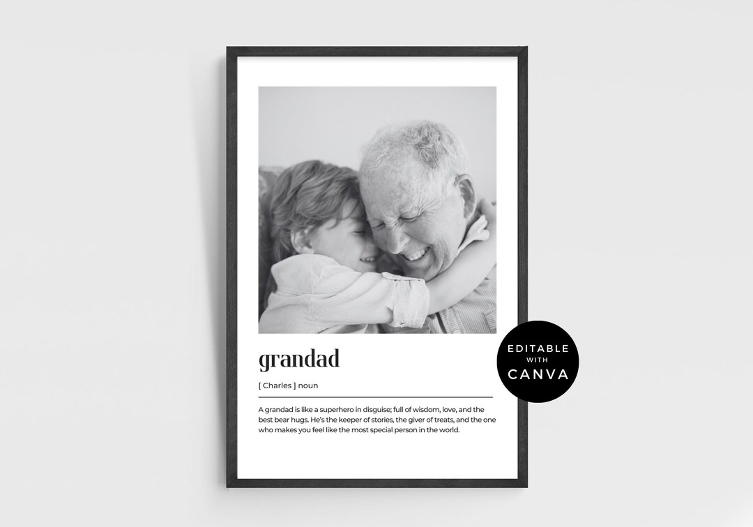 Grandad Photo Definition Print Template, Photo Digital Print, Grandad ...