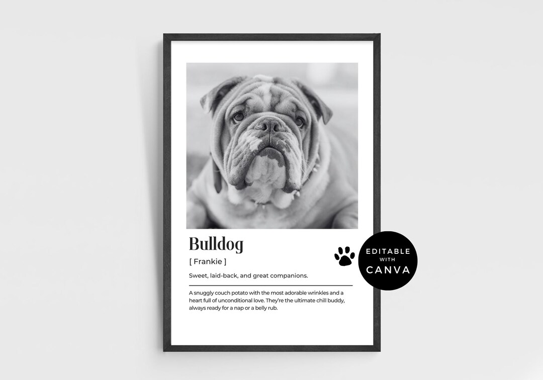 Bulldog Photo Definition Print Template, Dog Photo Wall Art, Gift for ...