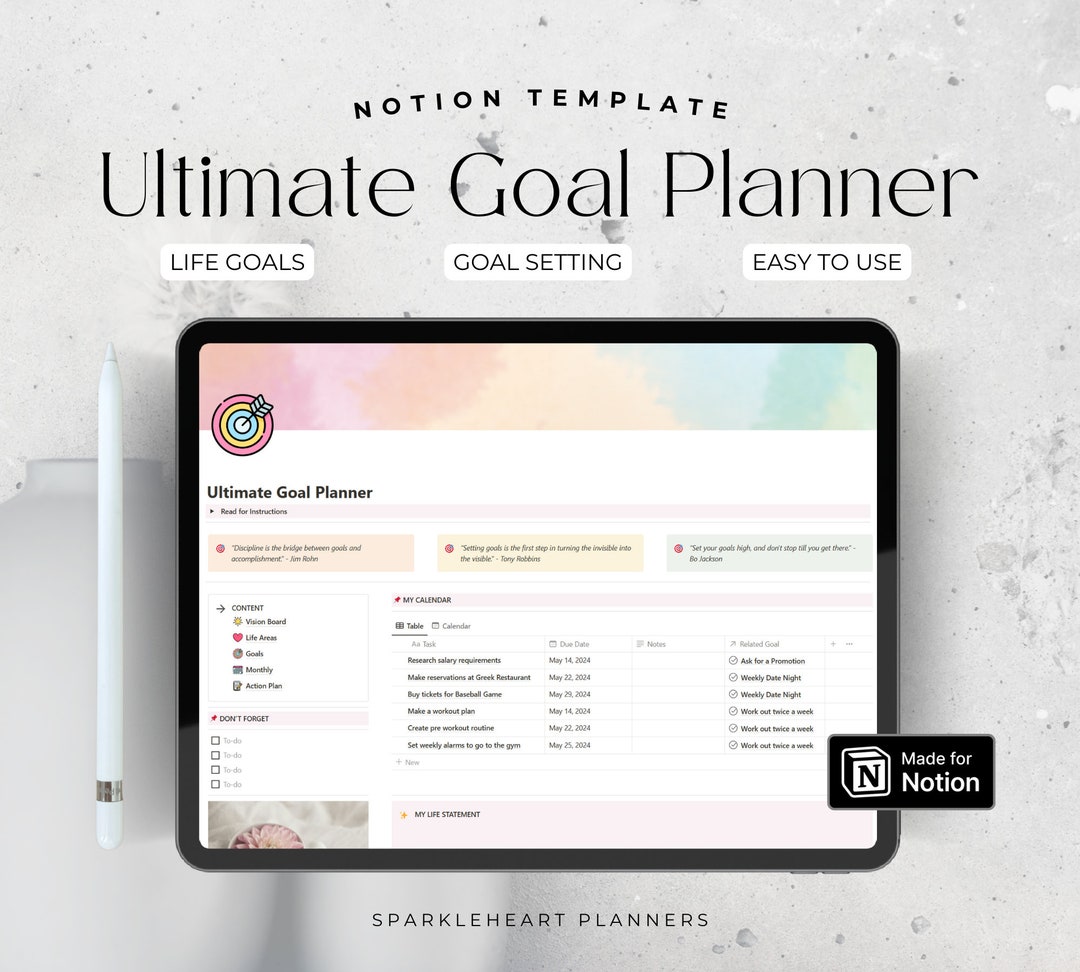 Ultimate Goal Planner Notion Template, Habit Tracker, Goal Setting ...