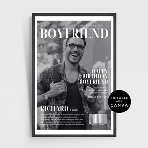 Boyfriend Magazine Cover Template, Personalized Photo Gift, Gift for ...