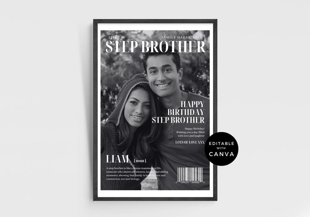 Step Brother Magazine Cover Template, Personalized Photo Step Brother ...