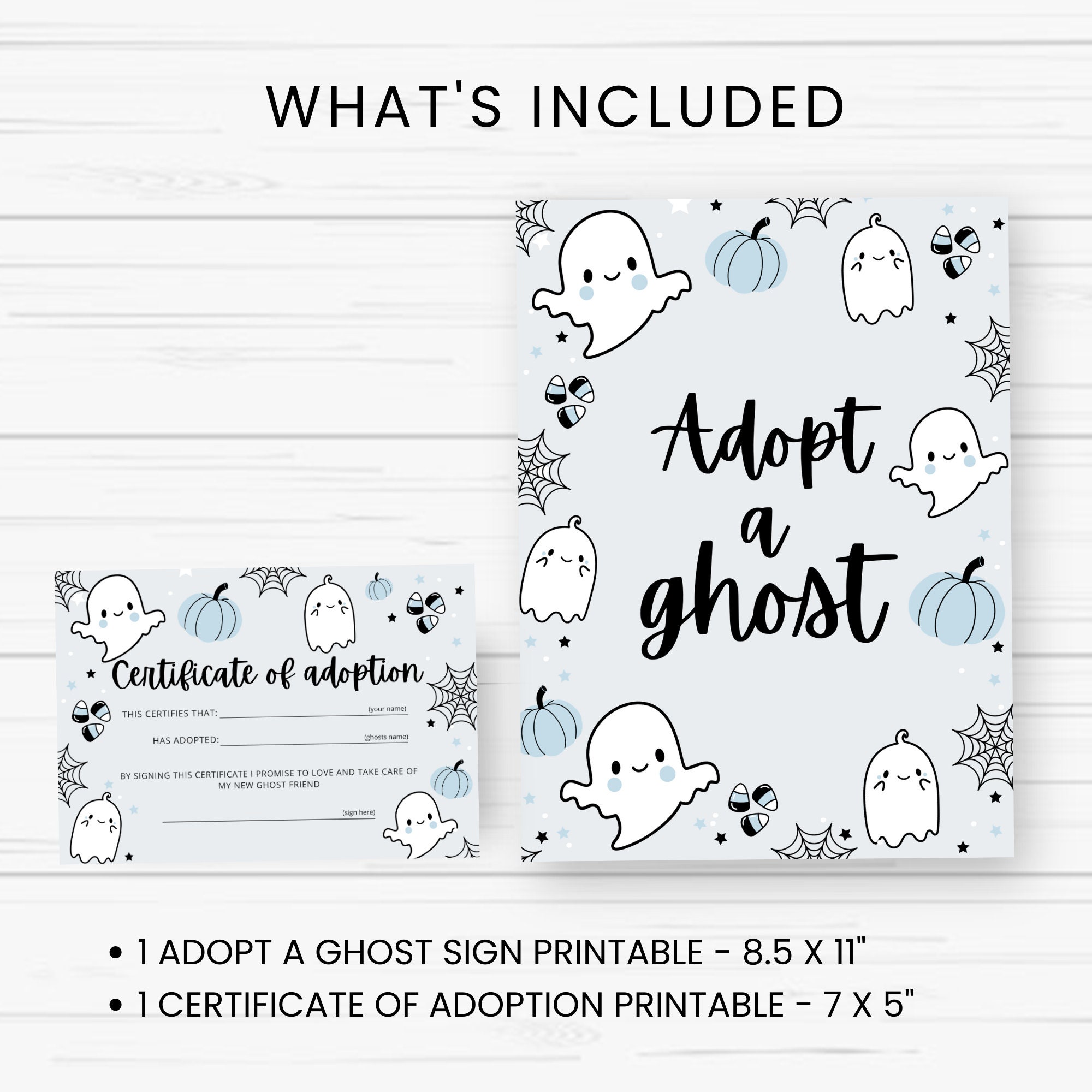 Adopt A Ghost Certificate and Sign Printable Halloween Party - Etsy
