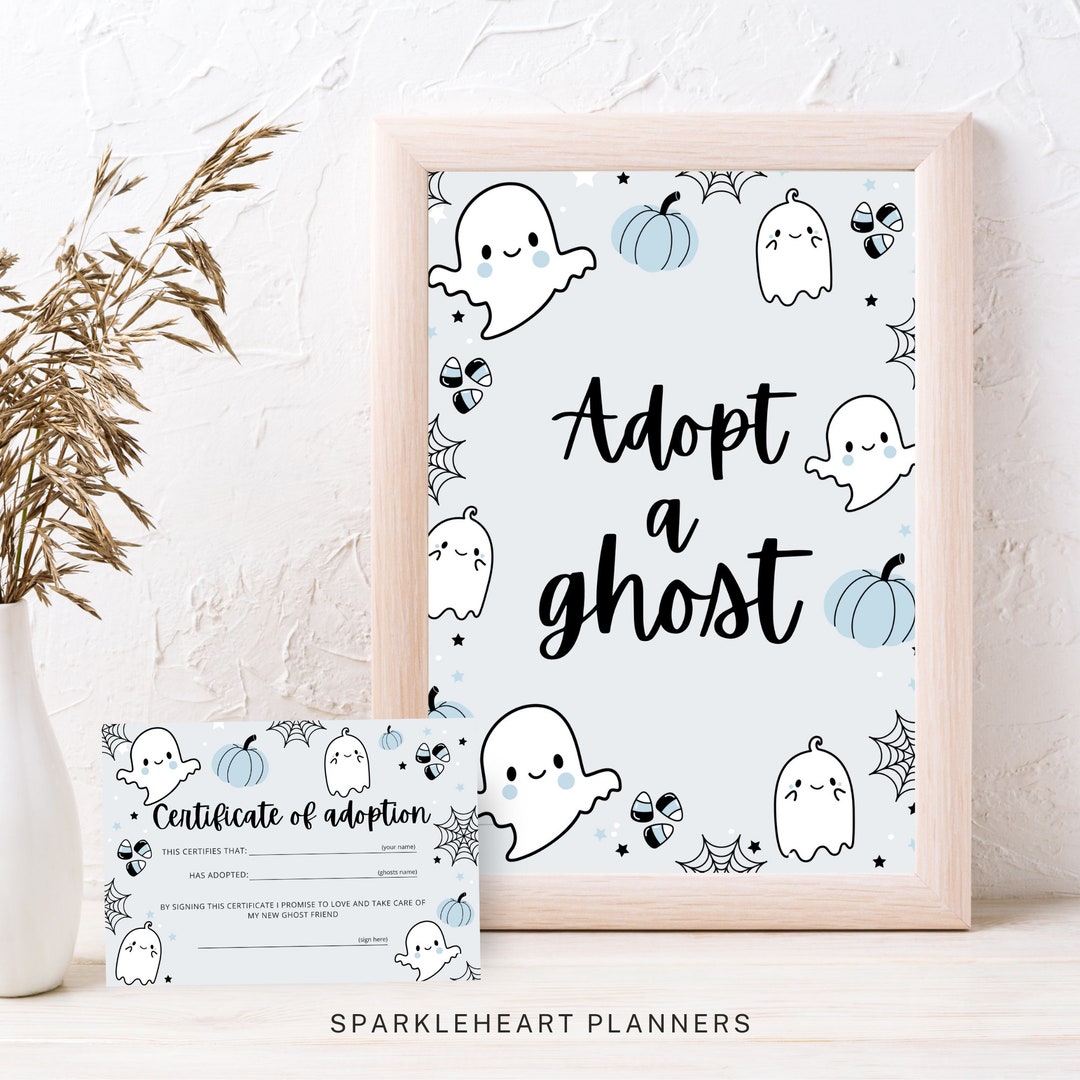 Adopt A Ghost Certificate and Sign Printable Halloween Party - Etsy