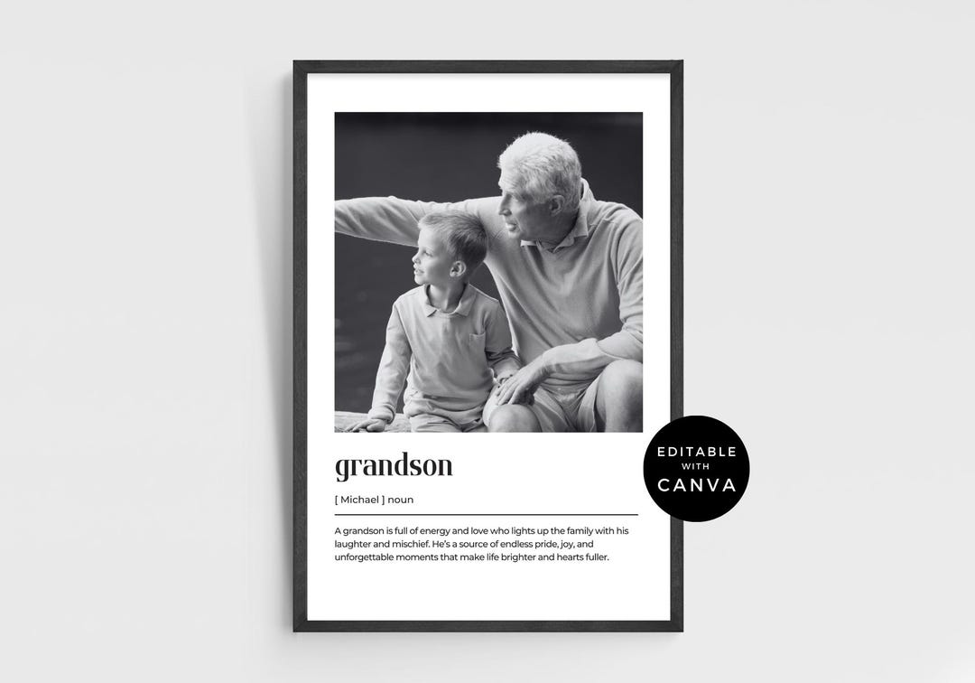 Grandson Photo Definition Print Template, Photo Digital Print, Grandson ...