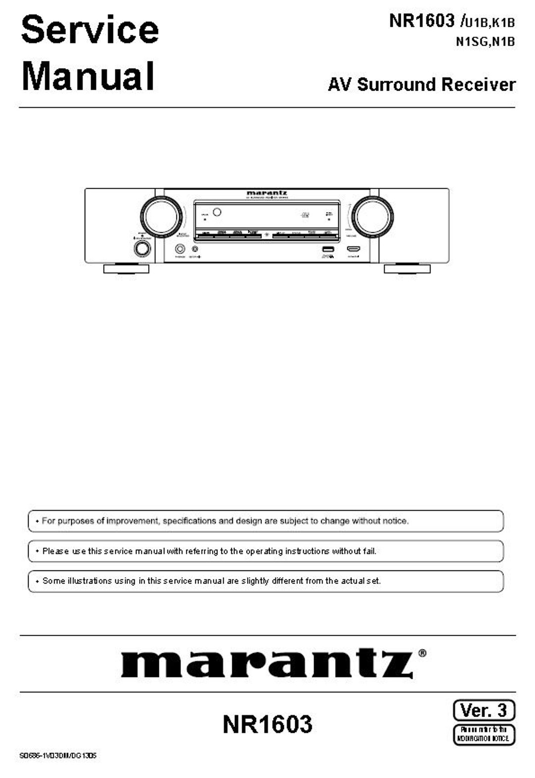 Marantz NR-1603 V3 Service Manual PDF SBTMR11127 - Etsy Australia
