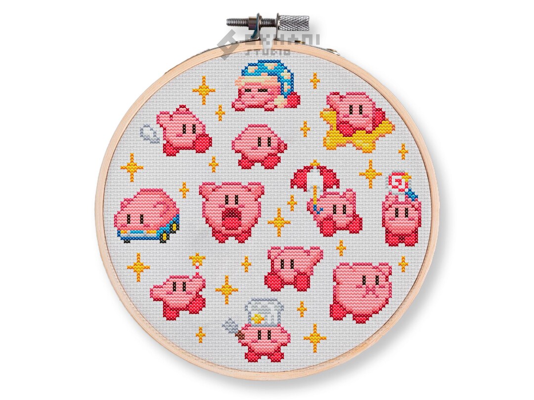 Kirby Cross Stitch Pattern Downloadable Simple PDF, Pink Dreams, Stars ...
