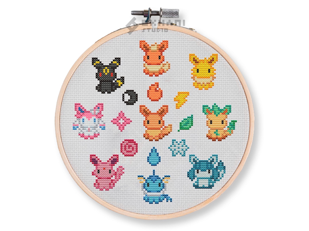 Eeveelutions Cross Stitch Pattern PDF | Downloadable Embroidery Design ...