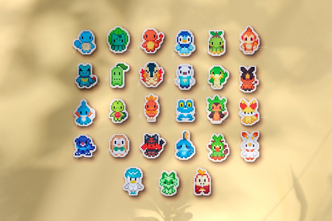 Poképixels Starters Mega Sticker Pack | 25+ Kawaii Pixel Art Stickers ...