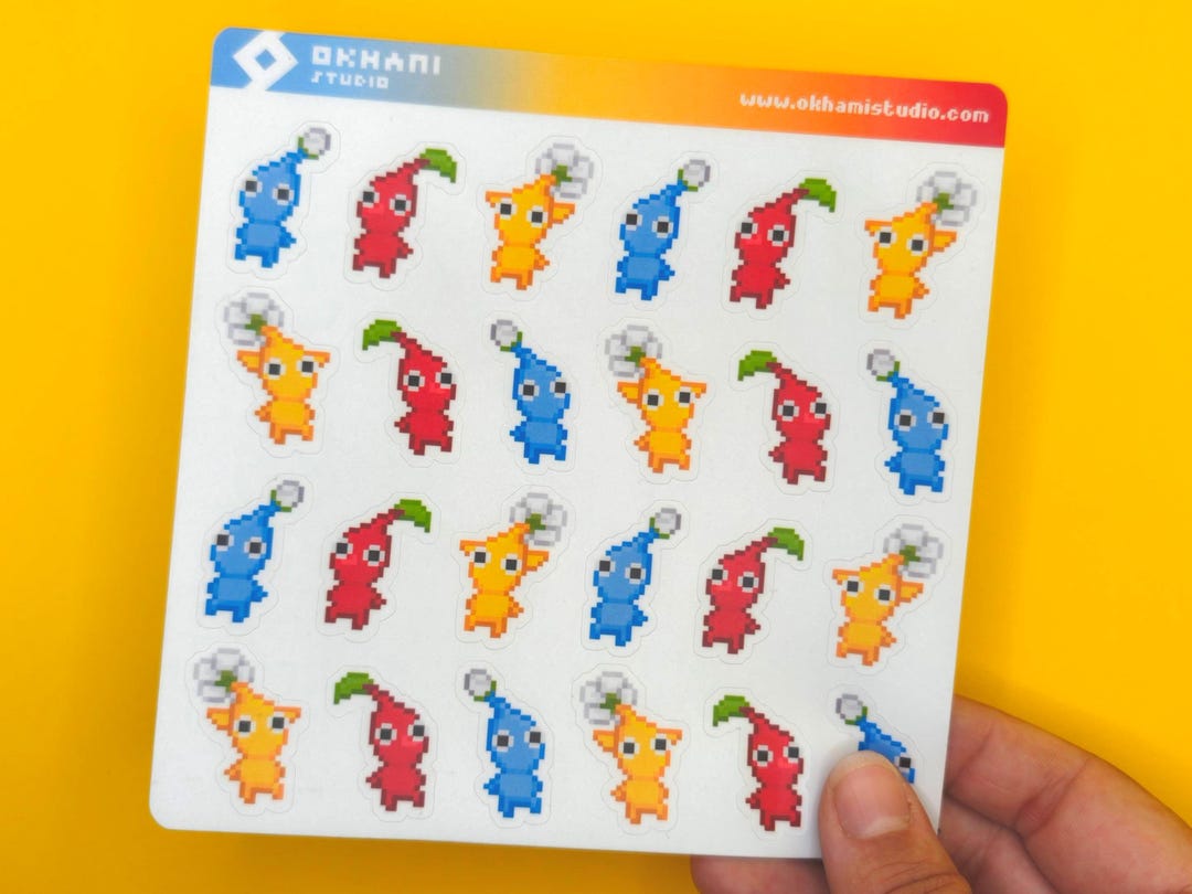 Pikmin Sticker Sheet | Blue, Red, Yellow Vinyl Decals for Notebooks ...