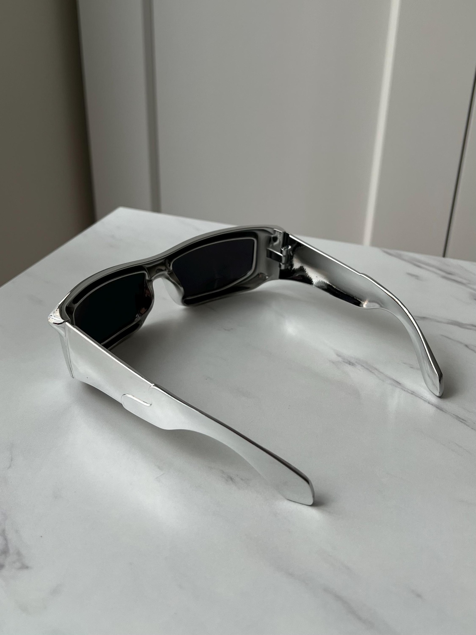 Silver Mirorred Lenses Silver Metallic Frame Futuristic Sunglasses - Etsy