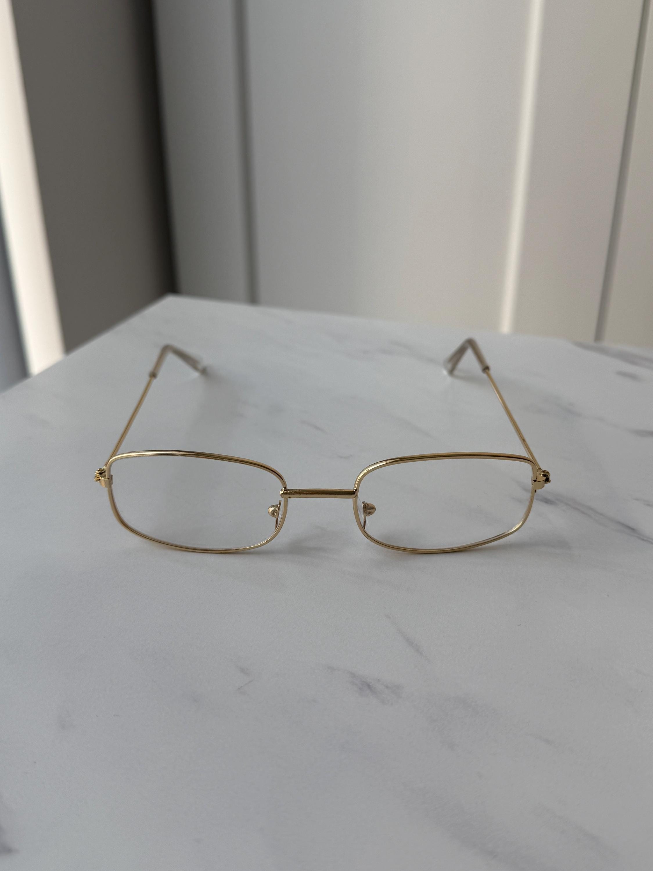 Rectangle Golden Frame Glasses Wire Golden Frame Sunglasses - Etsy