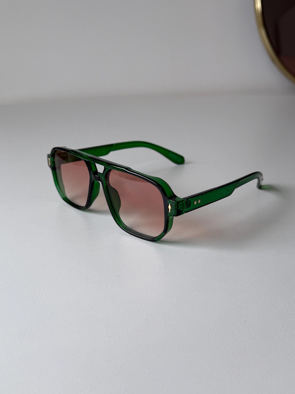 Gradient Square Aviator Green Frame Sunglasses - Etsy