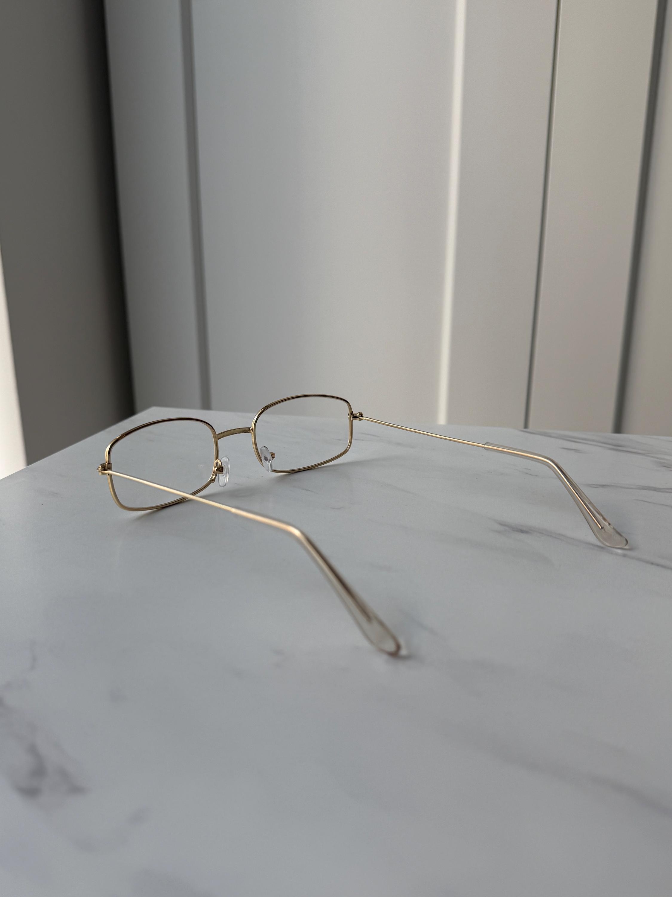 Rectangle Golden Frame Glasses Wire Golden Frame Sunglasses - Etsy