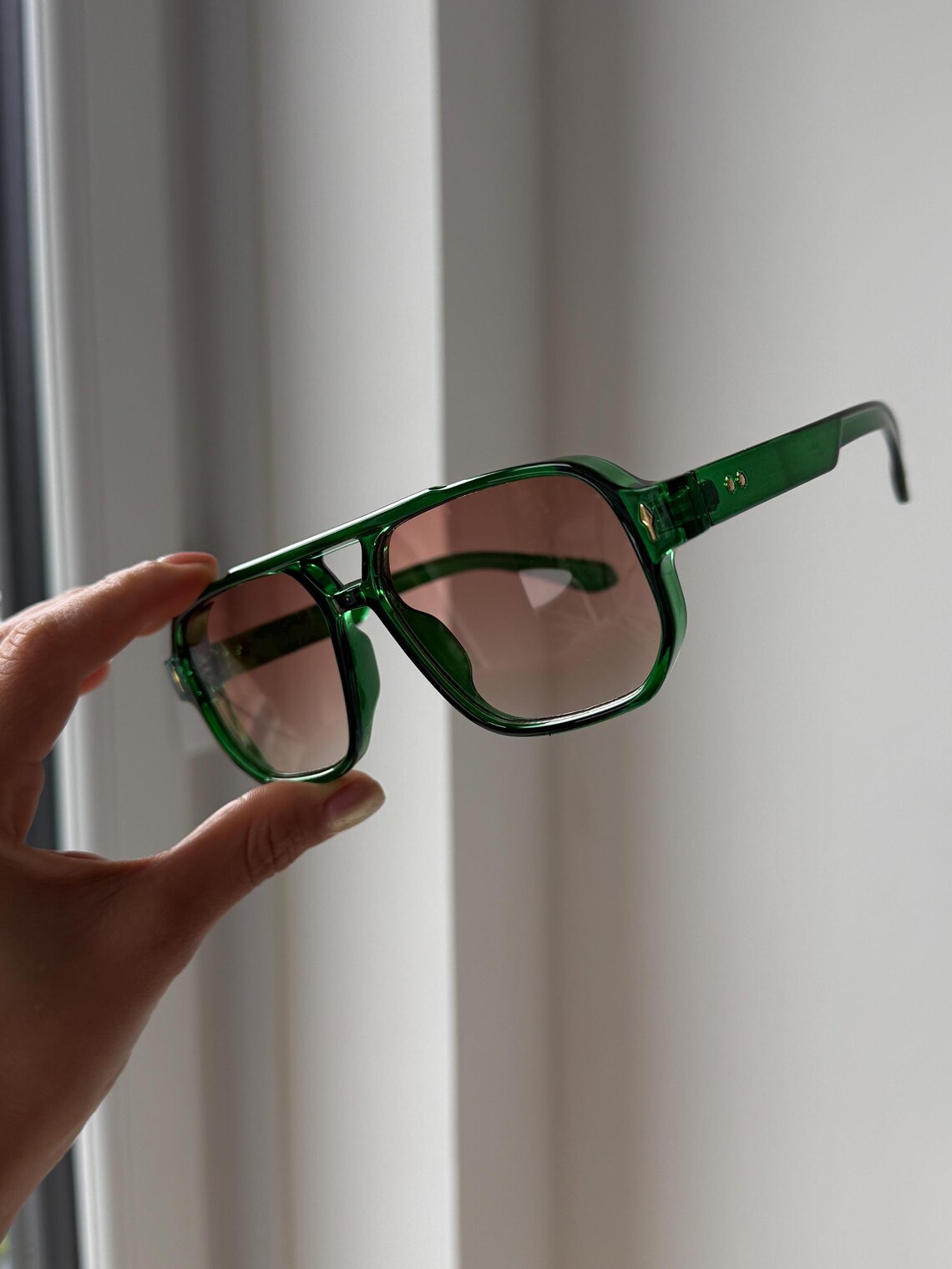 Gradient Square Aviator Green Frame Sunglasses - Etsy