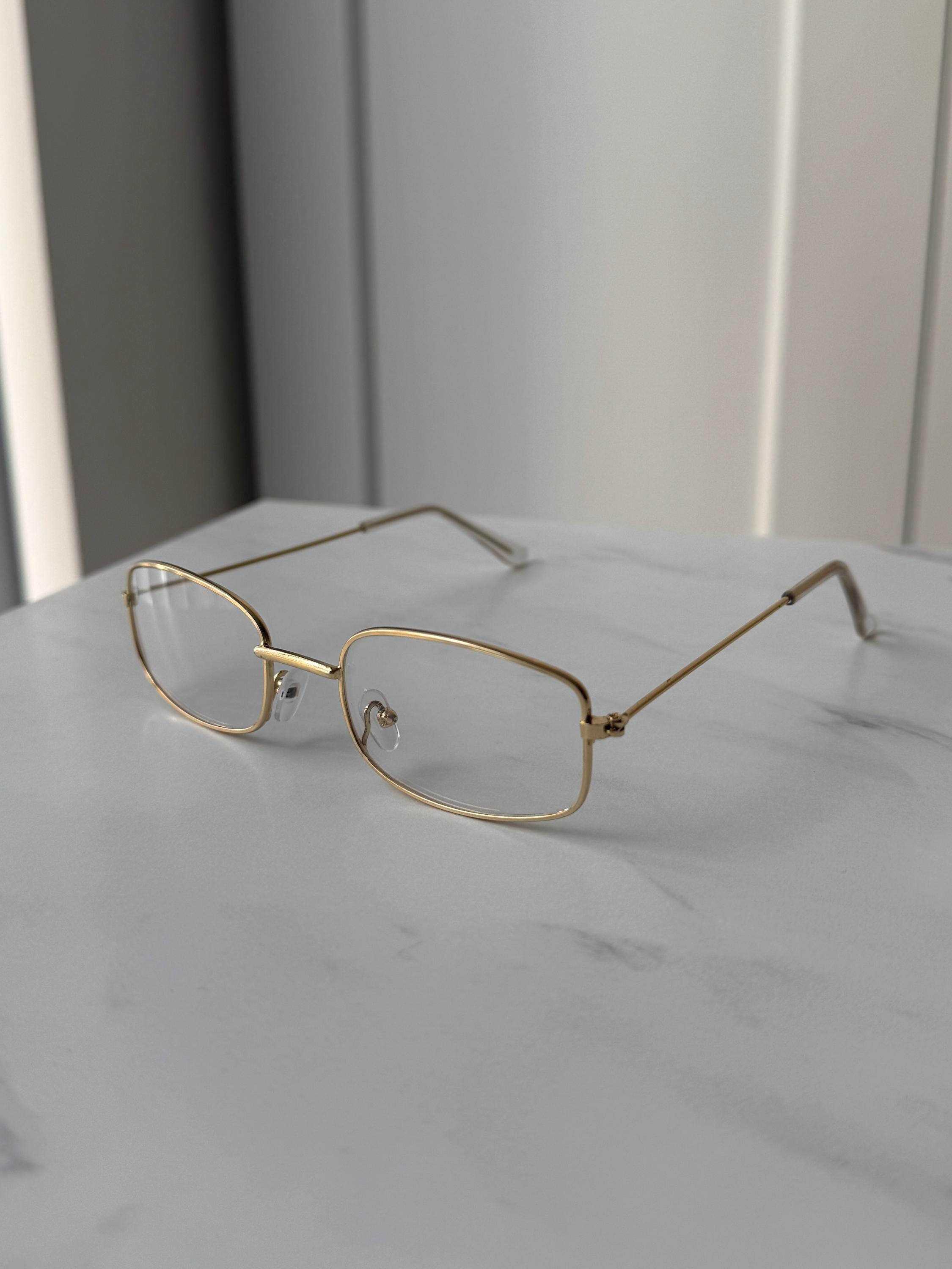 Rectangle Golden Frame Glasses Wire Golden Frame Sunglasses - Etsy