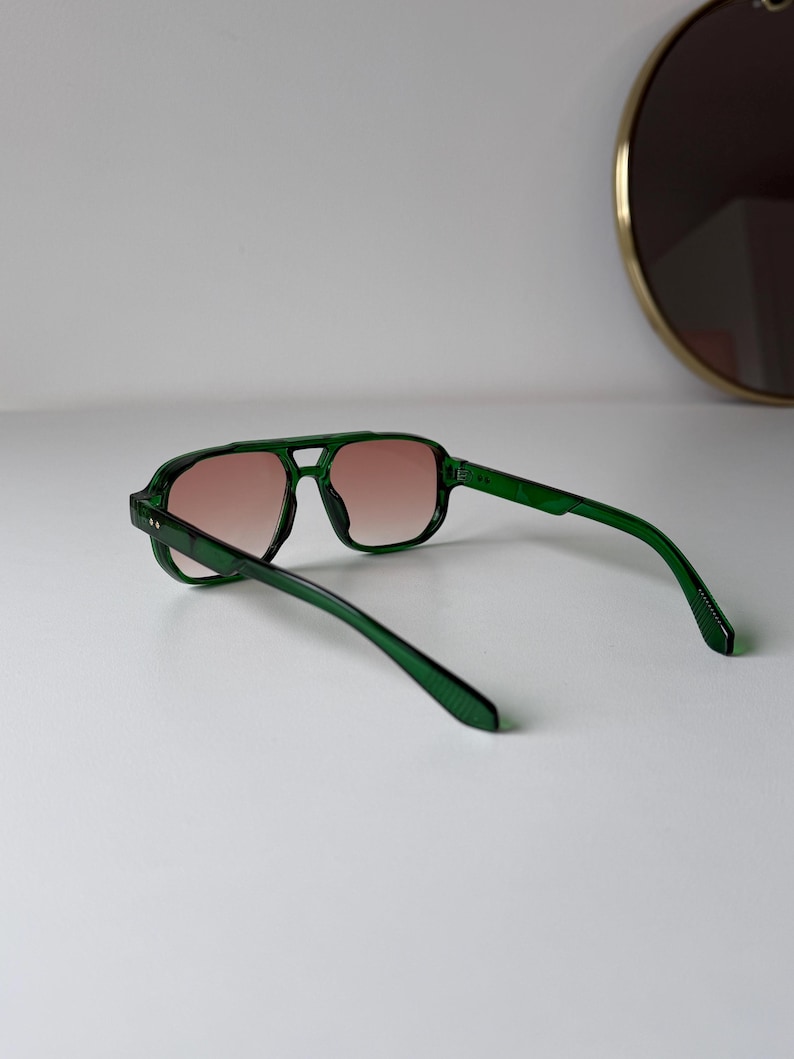 Gradient Square Aviator Green Frame Sunglasses - Etsy