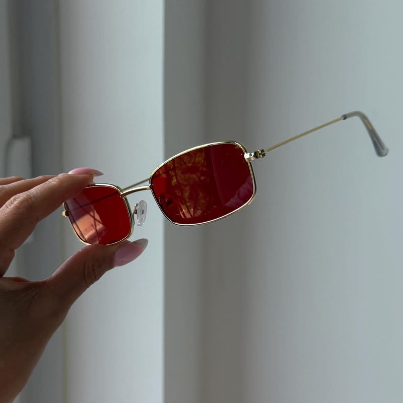 Dark Red Lens Sunglasses - Etsy