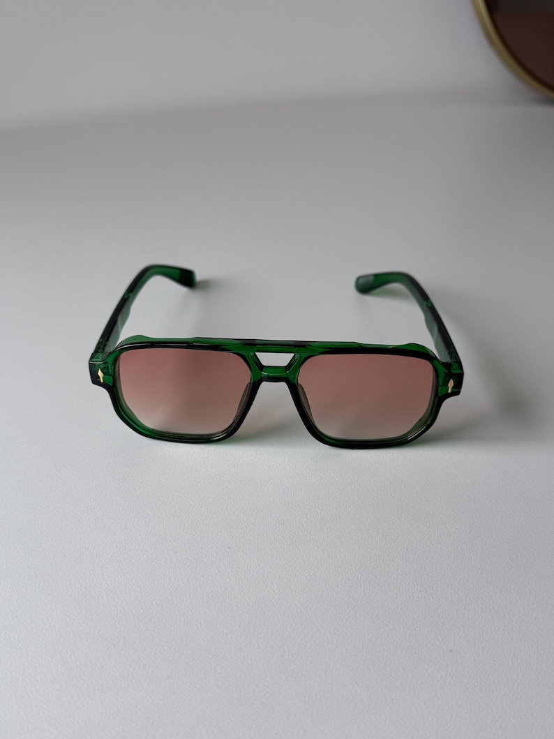 Gradient Square Aviator Green Frame Sunglasses - Etsy