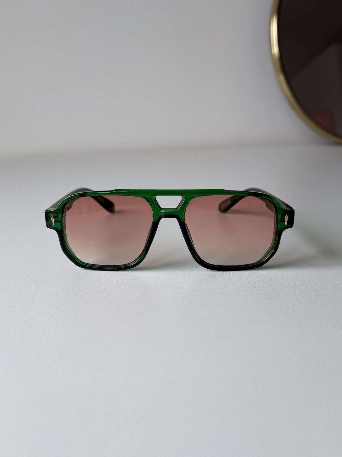 Gradient Square Aviator Green Frame Sunglasses - Etsy