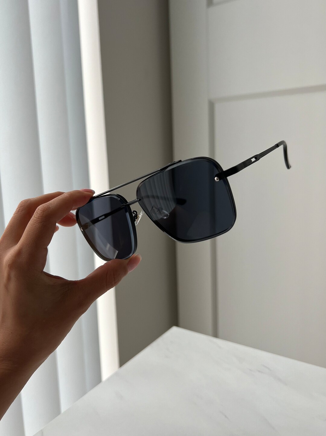 Black Sunglasses Black Frame Aviator Sunglasses Men - Etsy