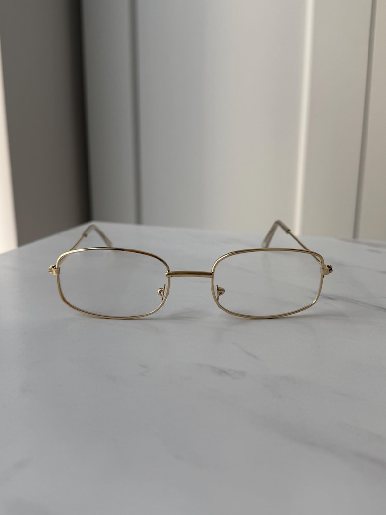 Rectangle Golden Frame Glasses Wire Golden Frame Sunglasses - Etsy