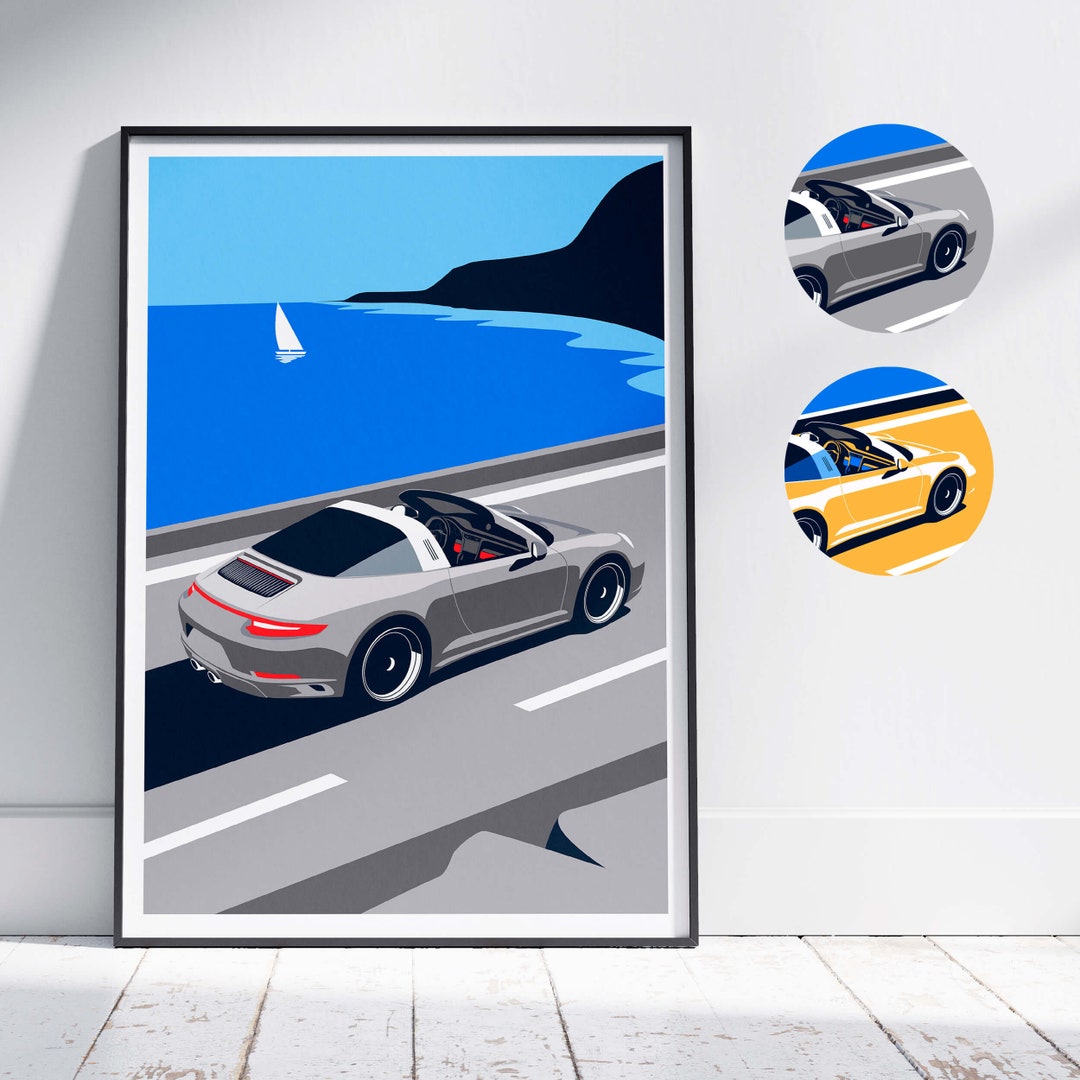 PORSCHE 911 TARGA 4S Poster and Car Poster Printed in France - Etsy