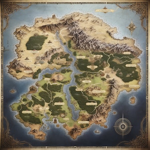 Custom Fantasy World Game Map Personalized RPG World-building High ...