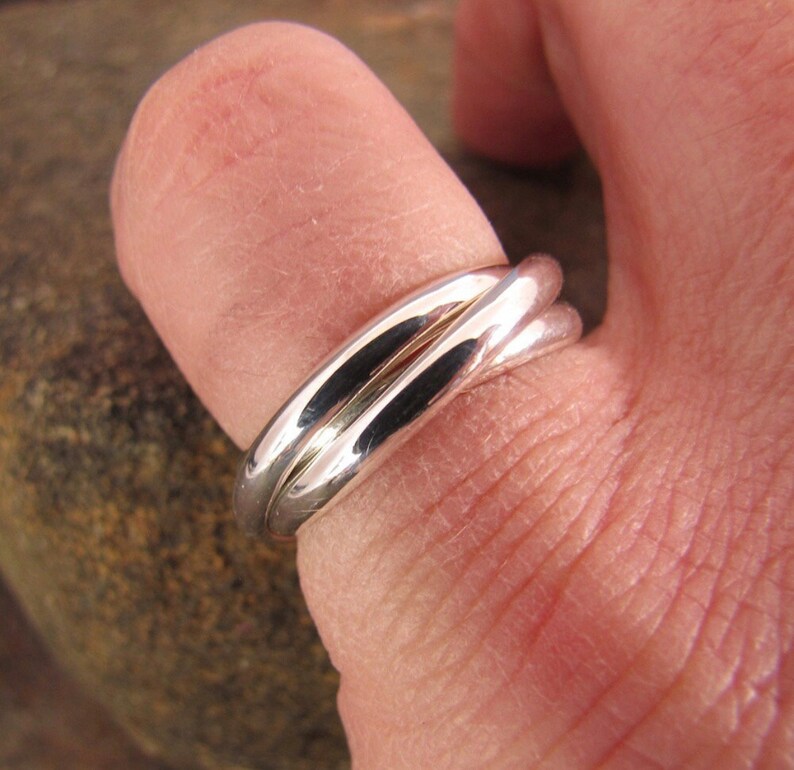 Silver Fidget Ring Fun Ring Silver Triple Fidget Ring Playful Spinner ...