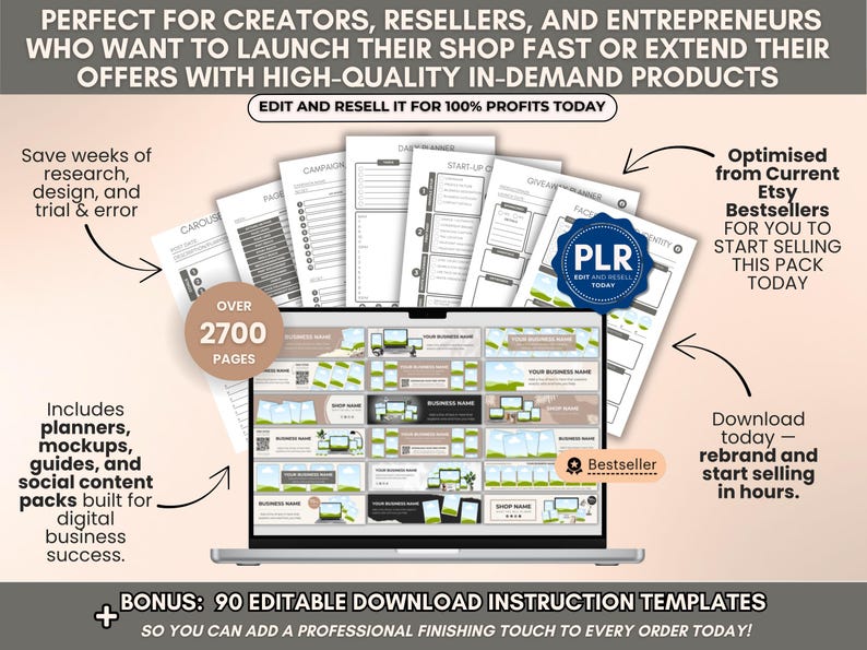 PLR Digital Product Bundle, 48 Editable Canva Templates, DFY Ebooks ...