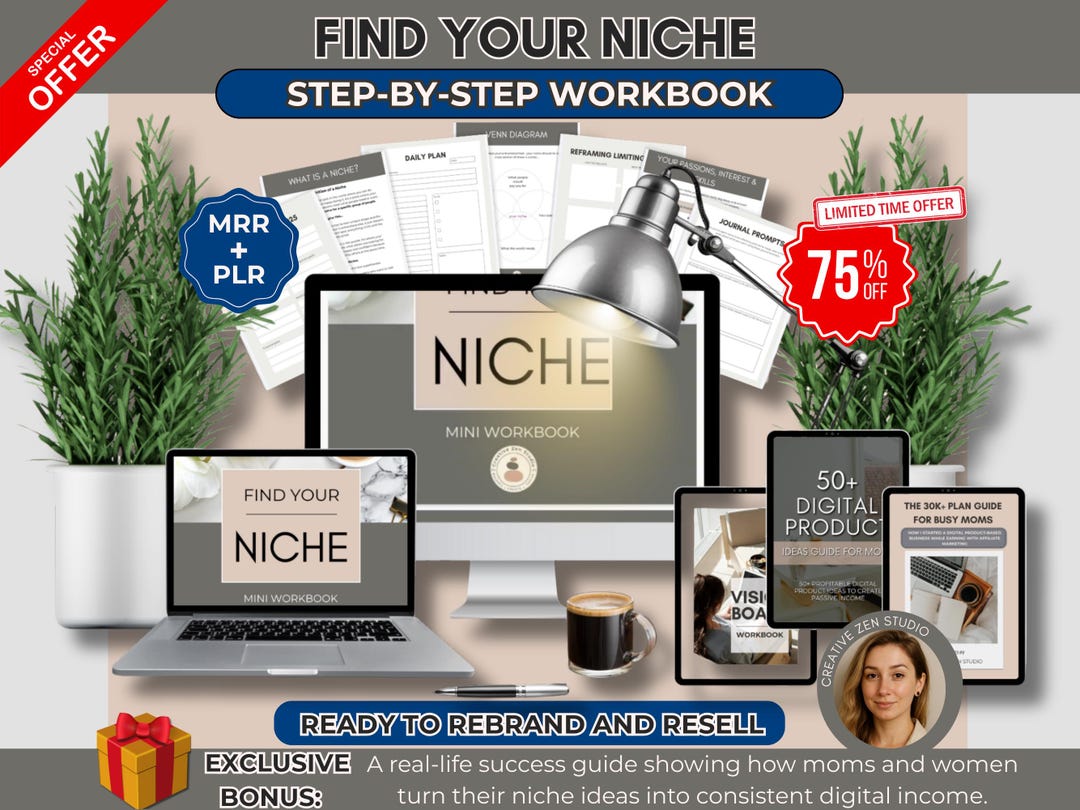 Find Your Niche Workbook PLR MRR, Business Planner for Moms, Vision ...