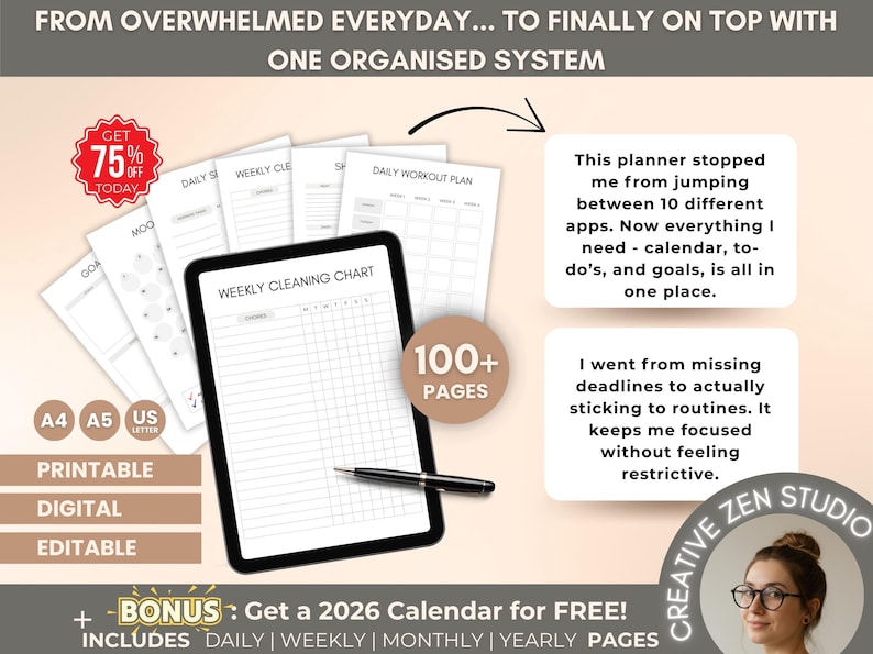 Printable Personal Planner | Daily Weekly Monthly Planner Bundle | Goal ...
