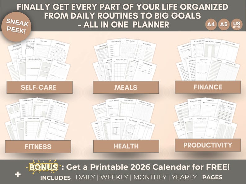 Printable Personal Planner | Daily Weekly Monthly Planner Bundle | Goal ...