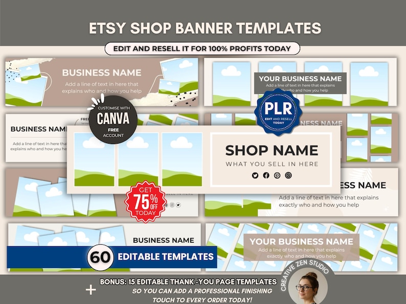 60 Etsy Shop Banners, Etsy Store Banner Templates, Editable Etsy Banner ...