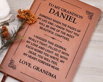 To My Precious Grandson Personalized Leather Journal, Graduation Gifts ...